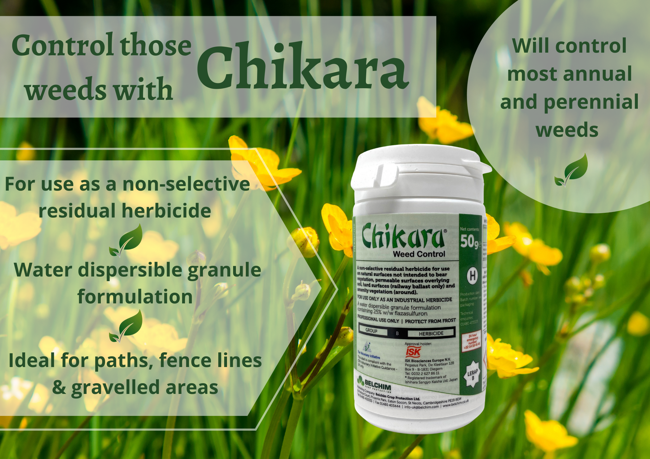 Chikara Residual Herbiside Weed Killer - 50g Total Weed Killer | Annual ...